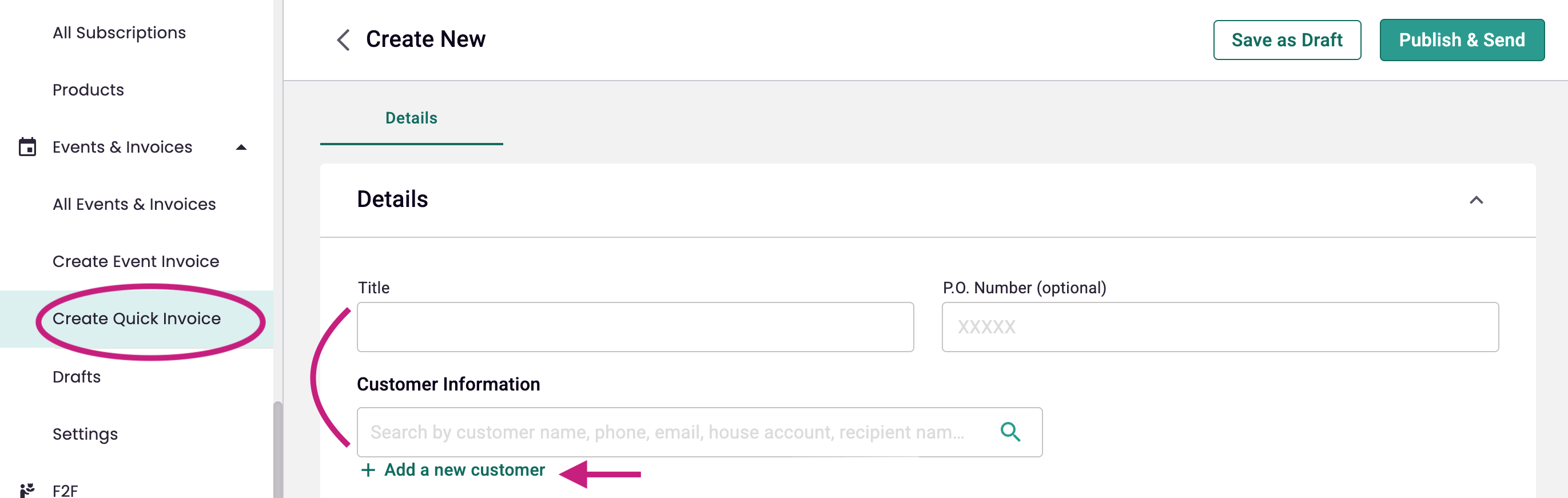 Creating a Quick Invoice